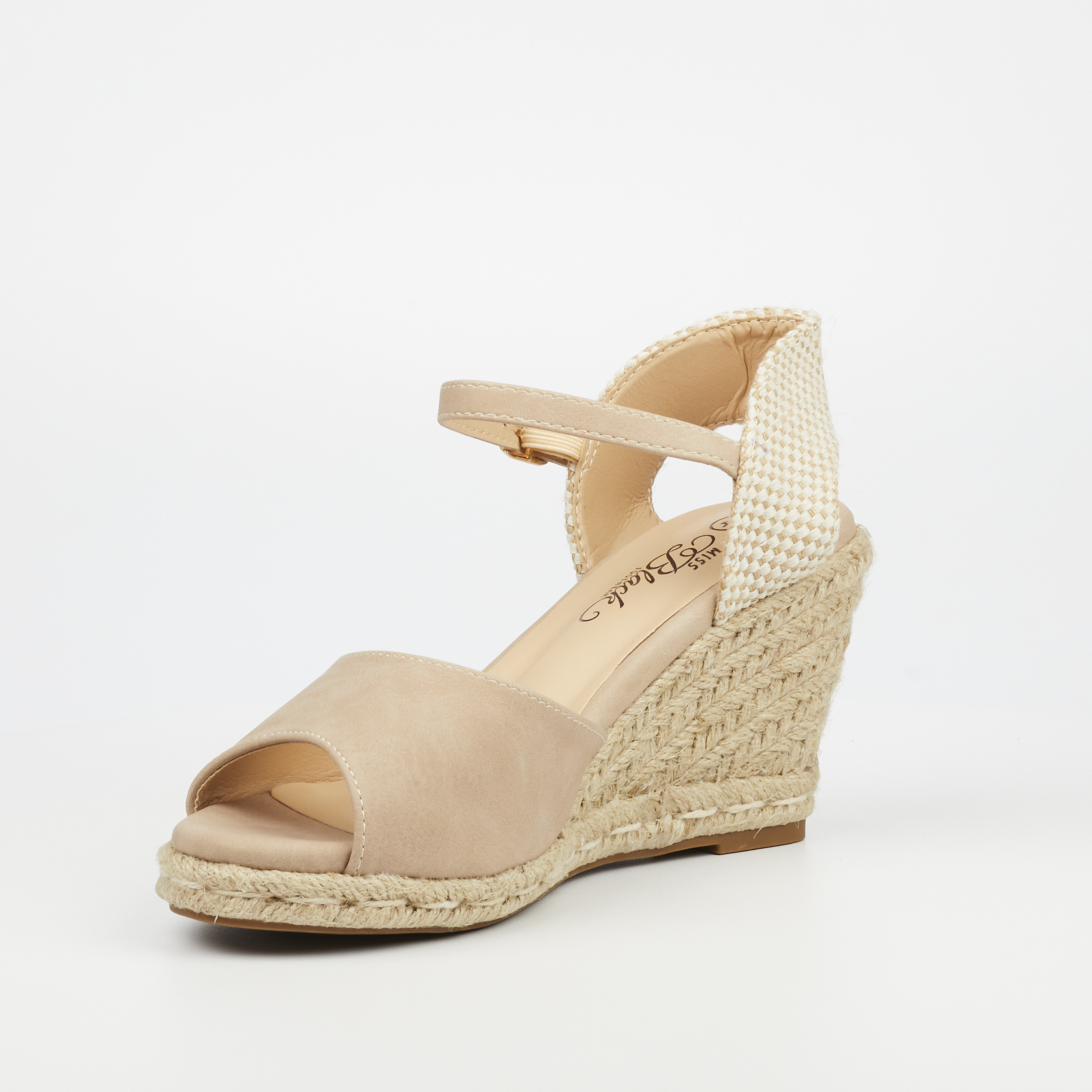 Miss Black Footwear – Jojo 2 Faux Nubuck High Wedges - Nude